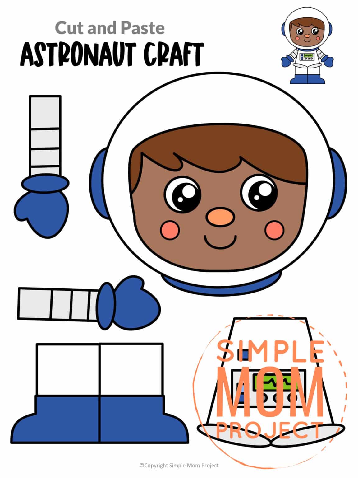 Astronaut Printable Cut and Paste Craft - Simple Mom Project Store
