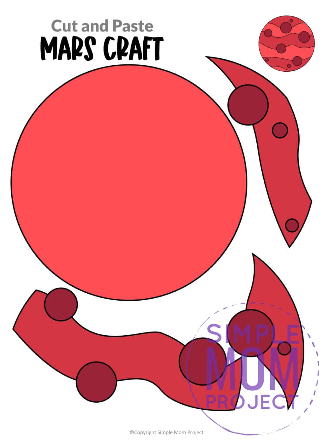 Easy and Fun Mars Craft Cut and Paste Printable Templates – Simple Mom ...