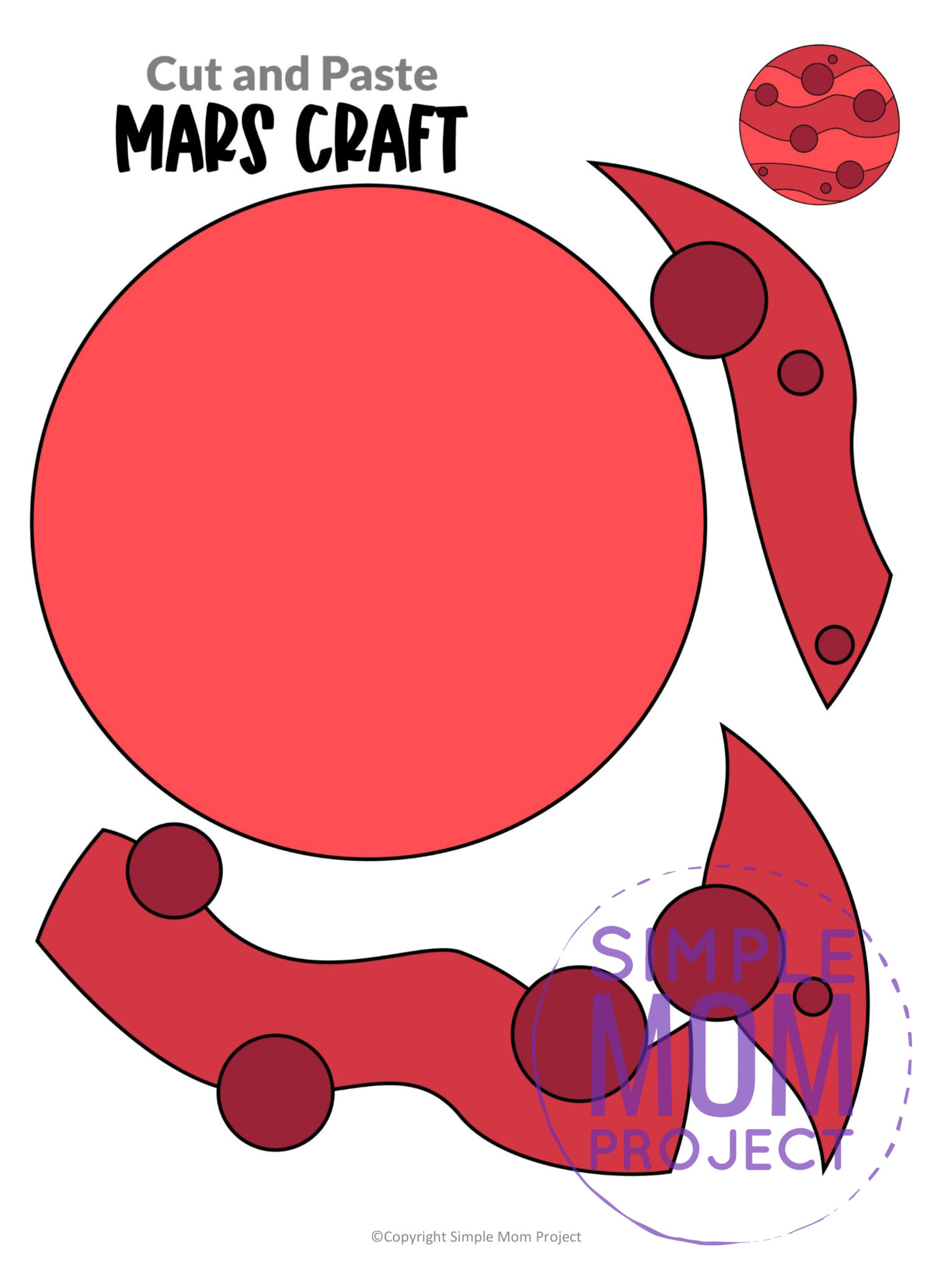 Easy and Fun Mars Craft Cut and Paste Printable Templates – Simple Mom ...