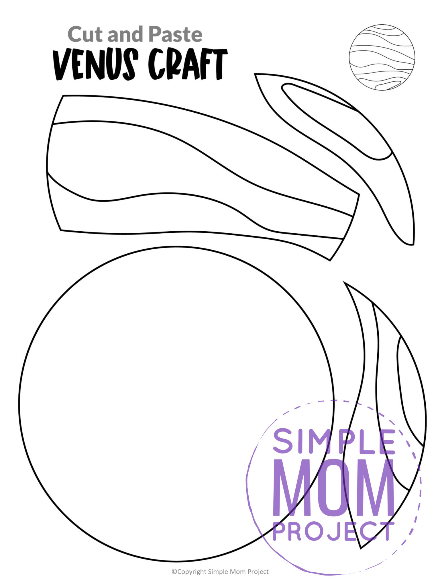 Planet Venus Craft Cut and Paste Printable Template – Simple Mom ...