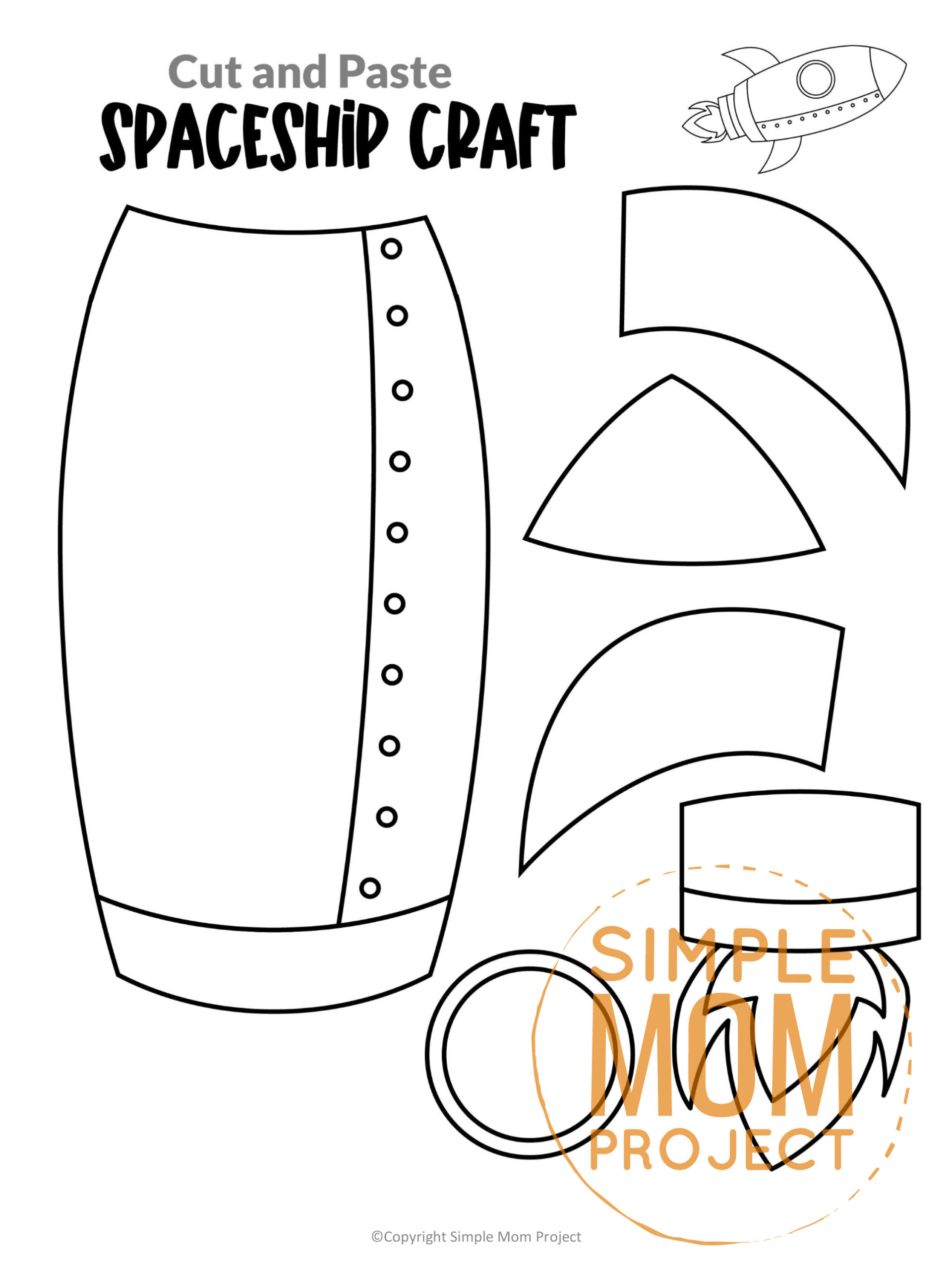 Rocket Space Ship Cut And Paste Craft Template Simple Mom Project Store
