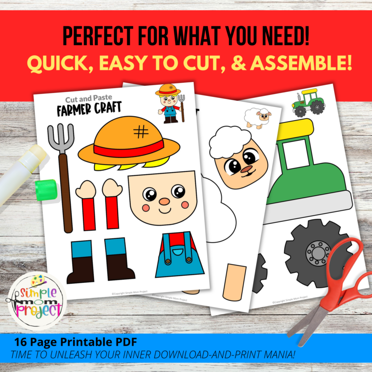 Full Colored Farm Animal Cut and Paste Crafts – Simple Mom Project Store