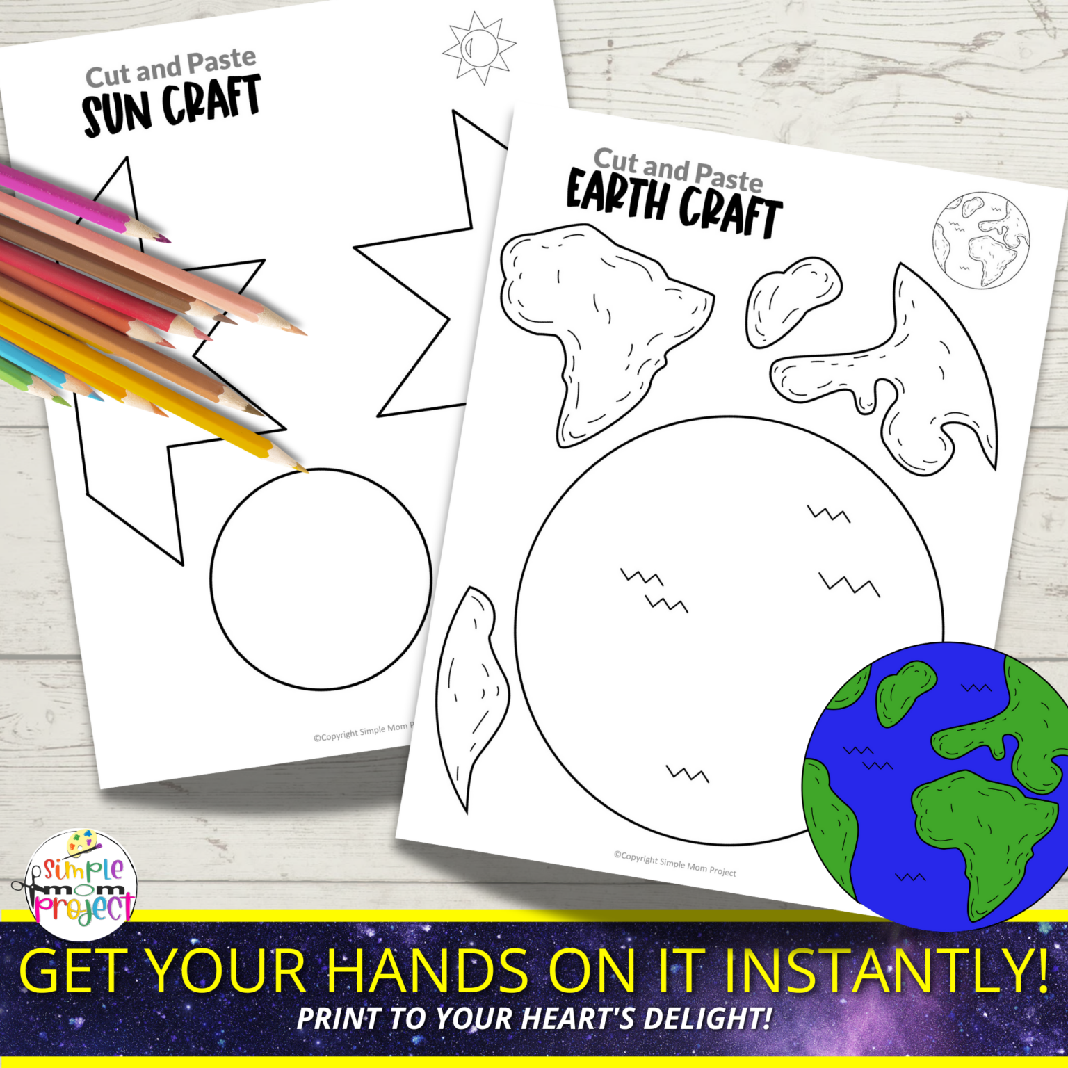 Black and White Planet Solar System Crafts - Simple Mom Project Store