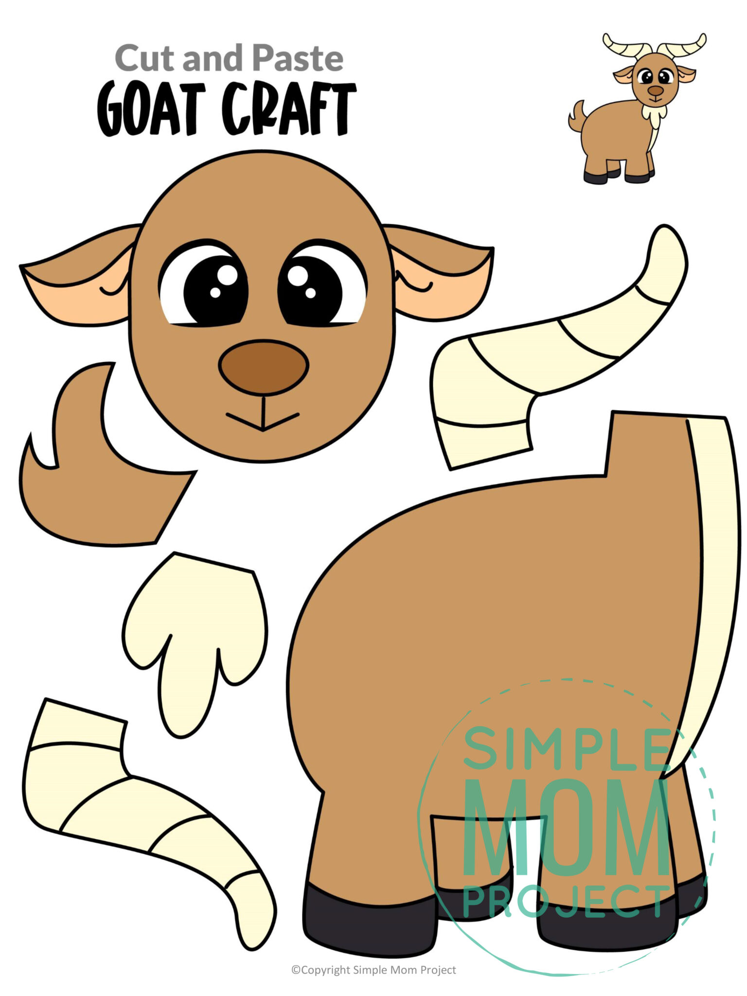 15 Full Colored Farm Animal Cut and Paste Instant Printable Crafts ...