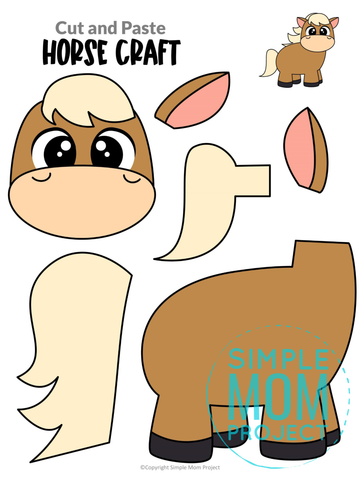 Full Colored Farm Animal Cut and Paste Crafts - Simple Mom Project Store