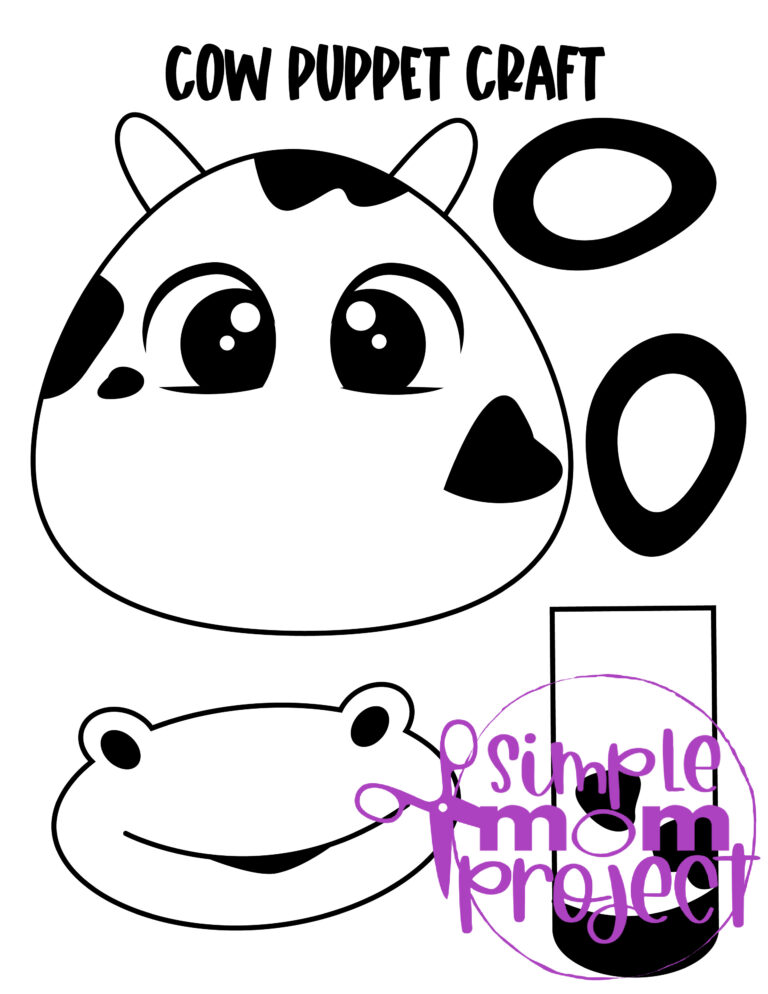 Cow Paper Bag Puppet Craft Template - Simple Mom Project Store