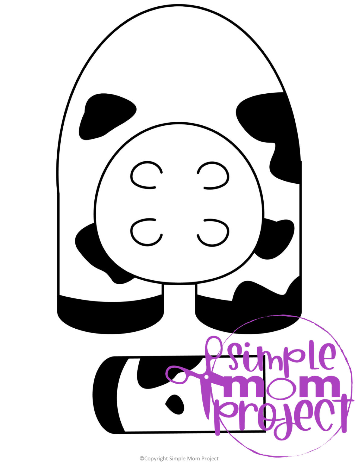 Cow Paper Bag Puppet Craft Template - Simple Mom Project Store
