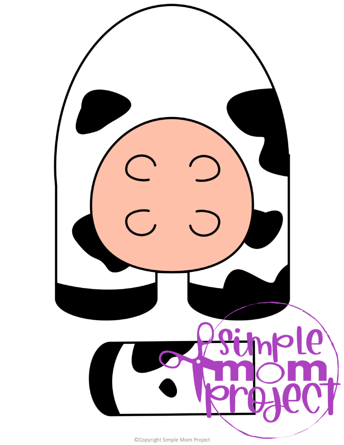 Cow Paper Bag Puppet Craft Template - Simple Mom Project Store