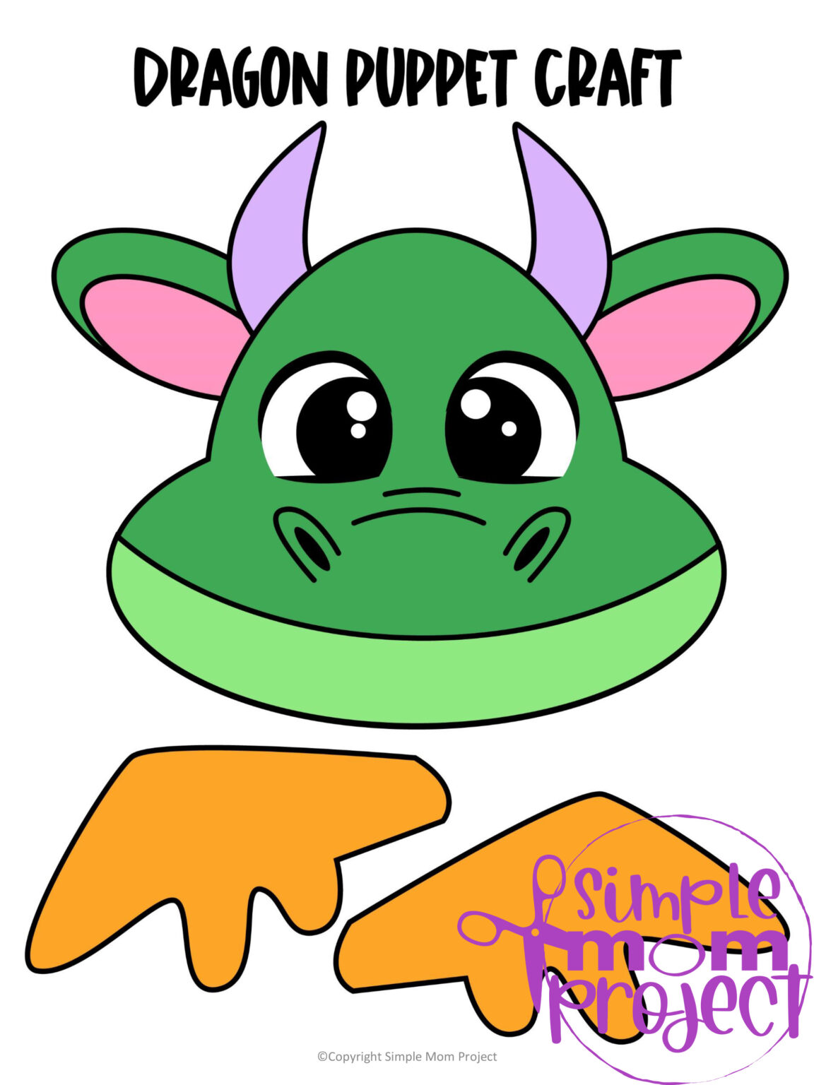 Dragon Paper Bag Puppet Craft Template - Simple Mom Project Store