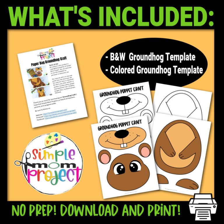 Groundhog Paper Bag Puppet – Printable Craft Template for Kids - Simple ...