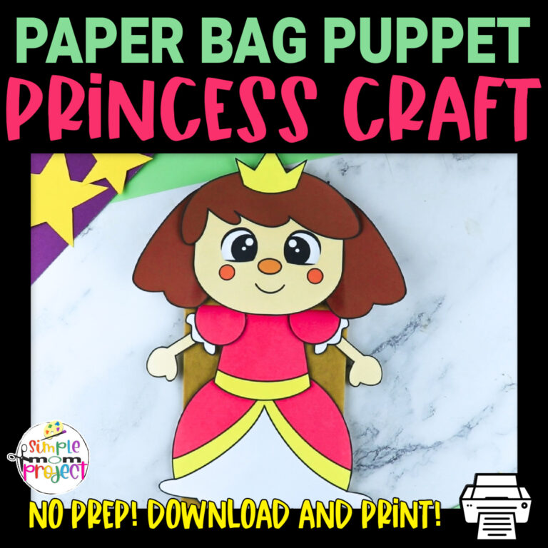 Princess Puppet Paper Bag Craft Template - Simple Mom Project Store