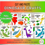 Full Colored Dinosaur Cut and Paste Craft Templates - Simple Mom ...