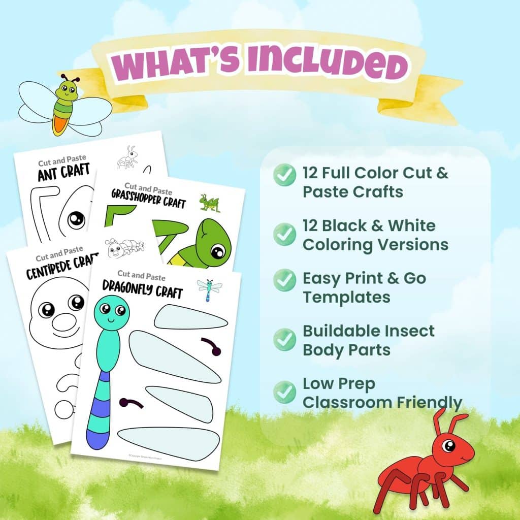 Insect & Bug Cut and Paste Crafts Bundle (No Prep Printable Activities ...