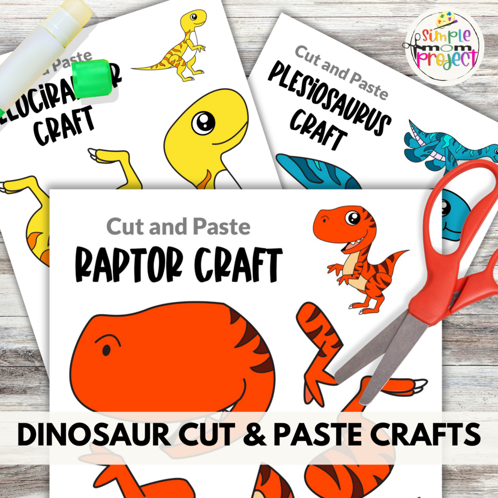 Full Colored Dinosaur Cut and Paste Craft Templates - Simple Mom ...