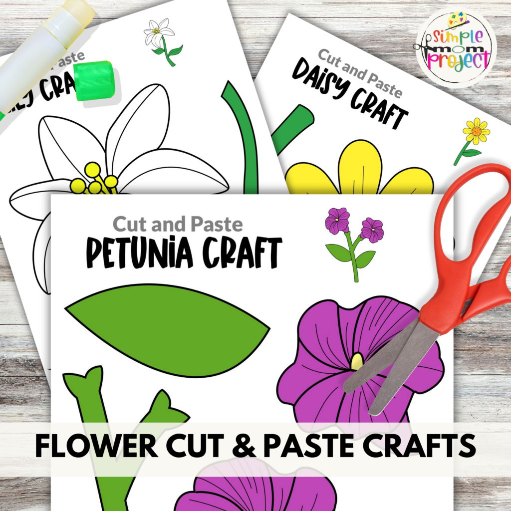 Full Colored Flower Cut and Paste Craft Templates - Simple Mom Project ...