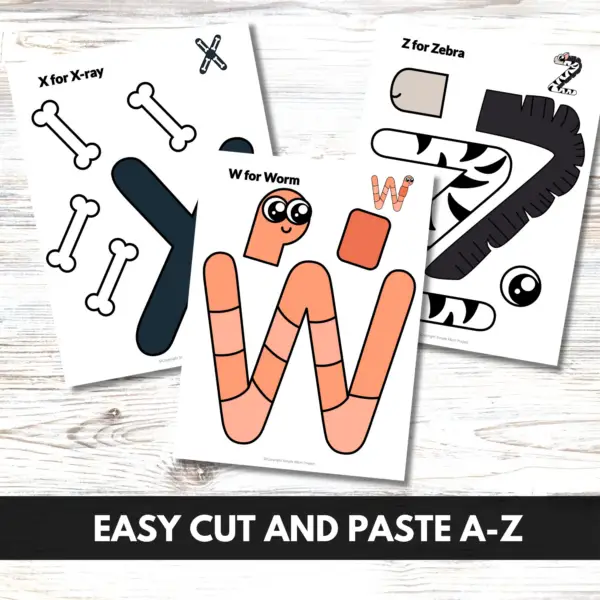 26 Full Colored Alphabet Cut and Paste Craft Printable Templates ...