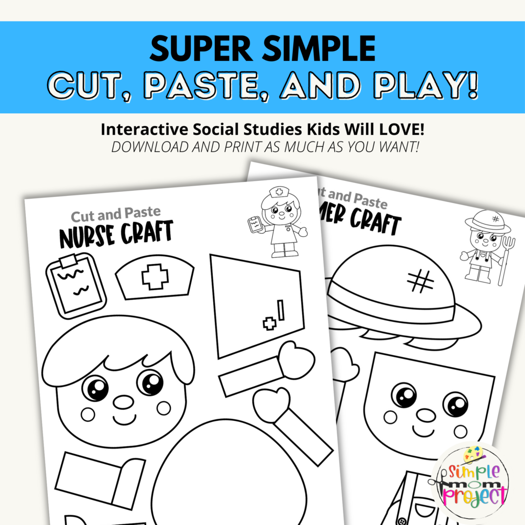 Black and White Community Helper Craft Templates - Simple Mom Project Store