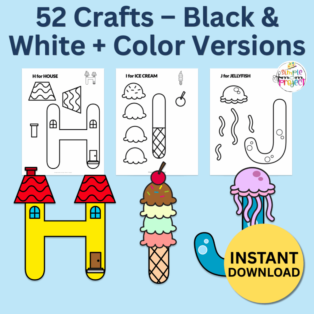 Printable Uppercase Alphabet Crafts for Kids | 52 Capital Letter Cut ...