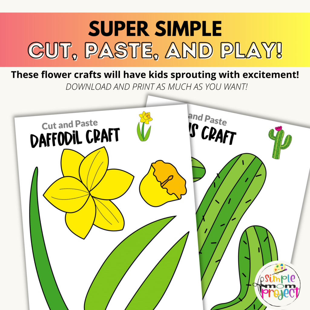 Full Colored Flower Cut and Paste Craft Templates - Simple Mom Project ...