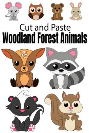 20 Woodland Animal Cut and Paste Craft Templates | Full Colored & Black ...