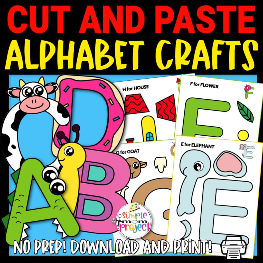 Full Colored Alphabet Cut and Paste Craft Templates - Simple Mom ...