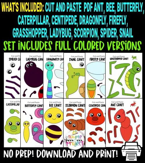Insect & Bug Crafts – 12 Full-Color Printable Cut & Paste Templates for ...