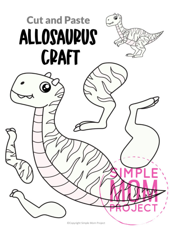 20 Awesome Dinosaur Cut and Paste Craft Printable Templates – Simple ...