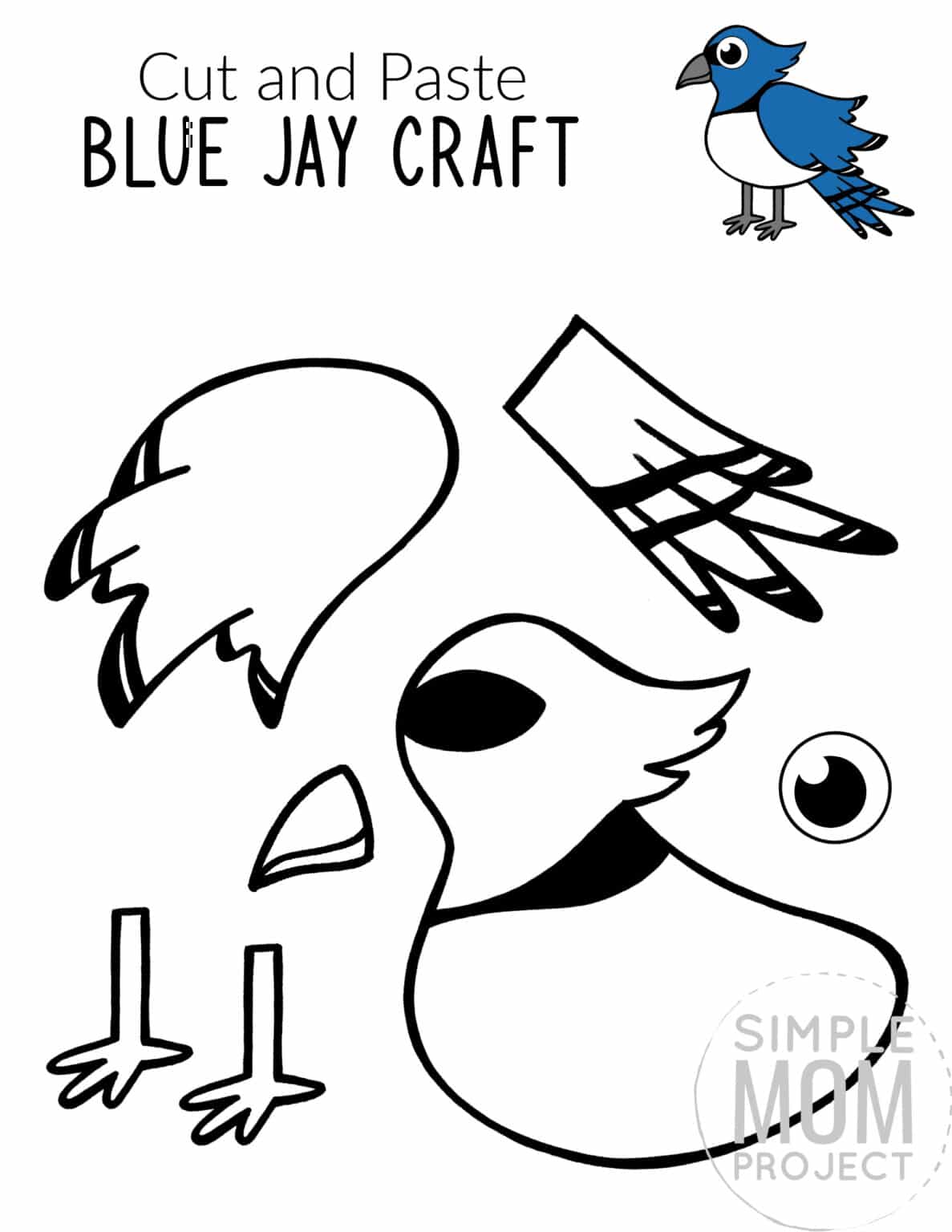 Bird Crafts – 15 Black & White Printable Cut & Paste Templates for Kids ...