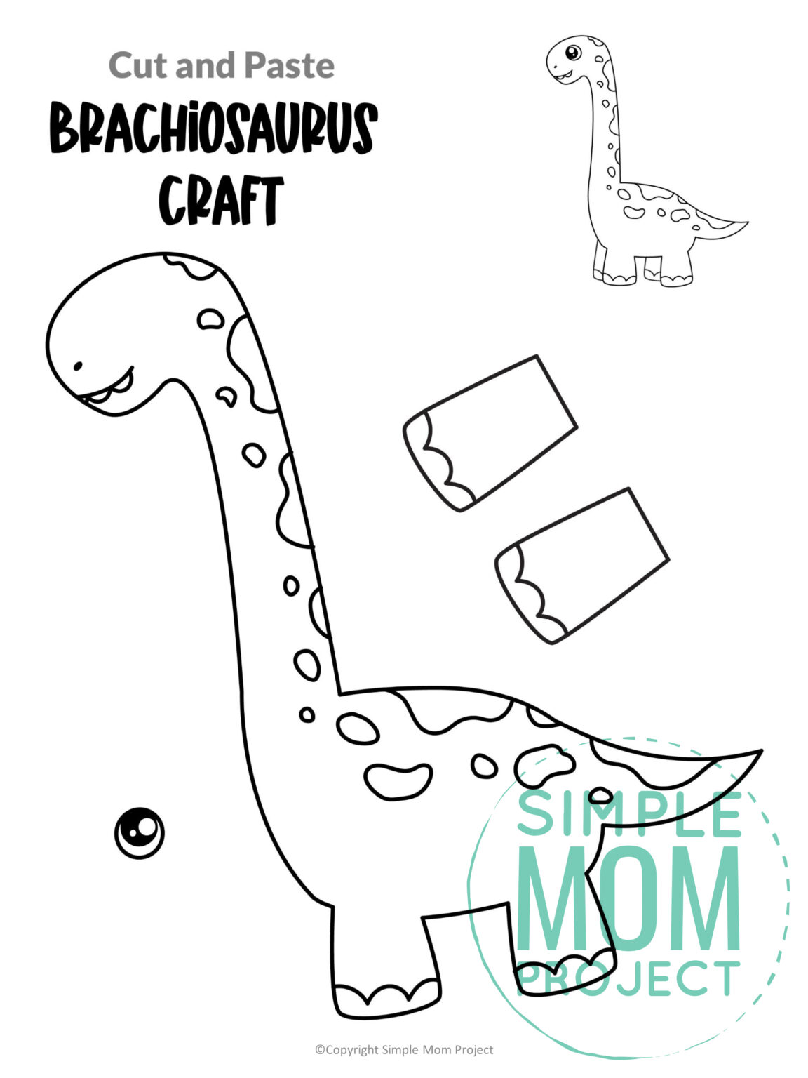 Dinosaur Cut and Paste Craft Templates - Simple Mom Project Store