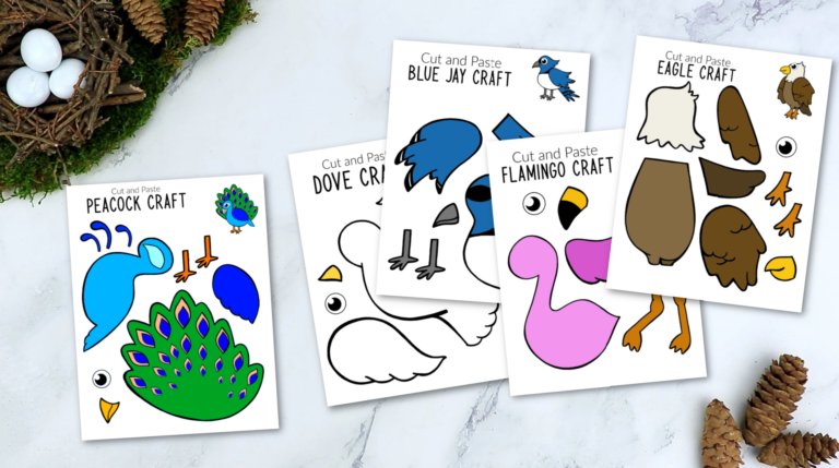 30 Bird Cut and Paste Craft Templates | Black/White and Full Colored ...