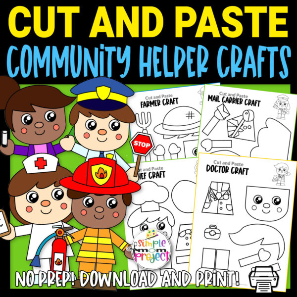 Black and White Community Helper Craft Templates - Simple Mom Project Store