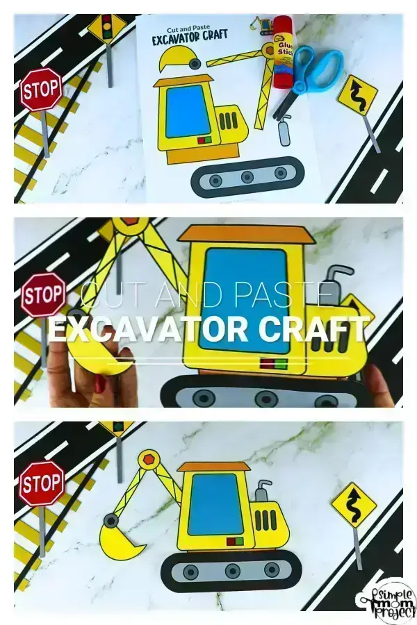 Excavator Printable Cut and Paste Craft Template – Simple Mom Project Store