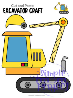 Excavator Cut and Paste Craft – Simple Mom Project Store