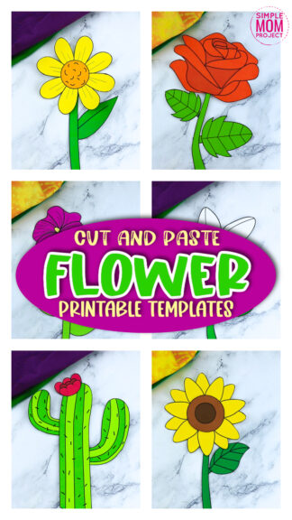 16 Beautiful and Easy Flower Cut and Paste Craft Printable Templates ...