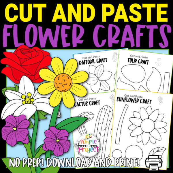 Black and White Flower Cut and Paste Craft Templates - Simple Mom ...