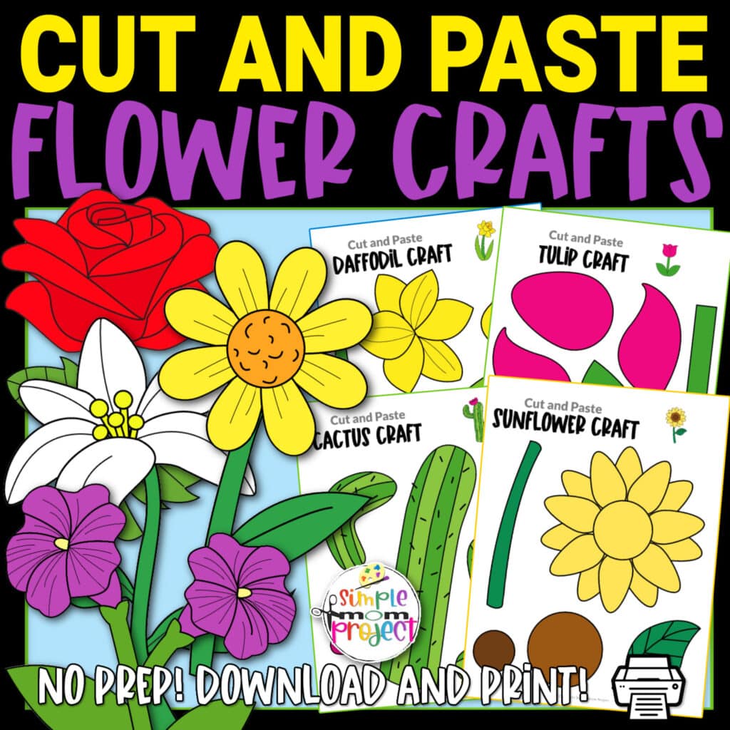 Full Colored Flower Cut and Paste Craft Templates - Simple Mom Project ...