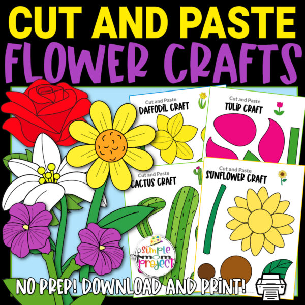 Full Colored Flower Cut and Paste Craft Templates - Simple Mom Project ...