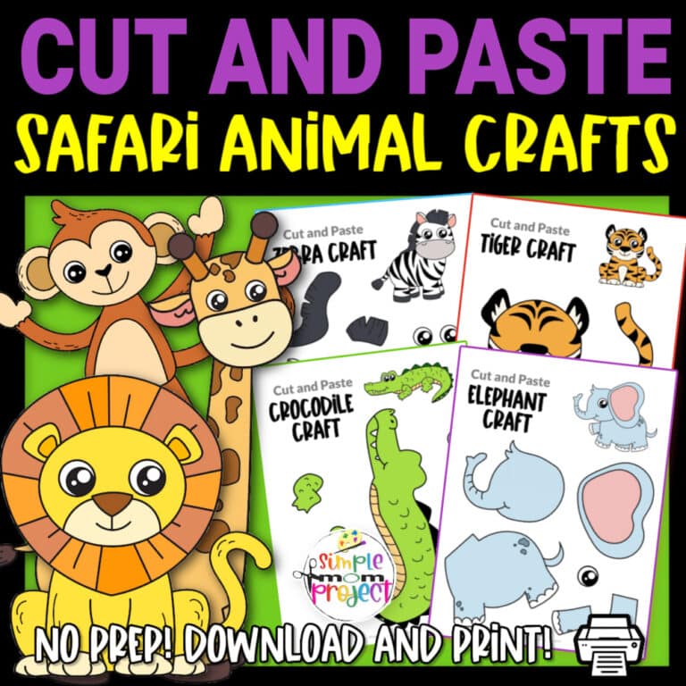 Safari Animal Cut and Paste Craft Templates - Simple Mom Project Store
