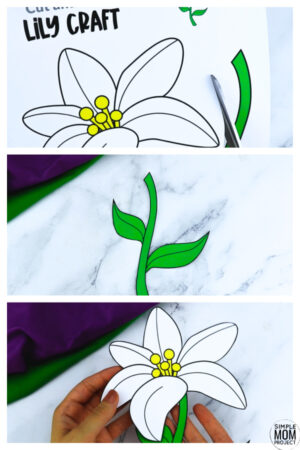 Flower Crafts – 8 Black & White Printable Cut & Paste Templates for ...