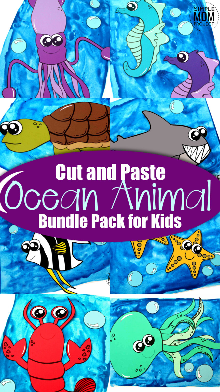 45 Ocean Animal Cut and Paste Craft Instant Printable Templates ...