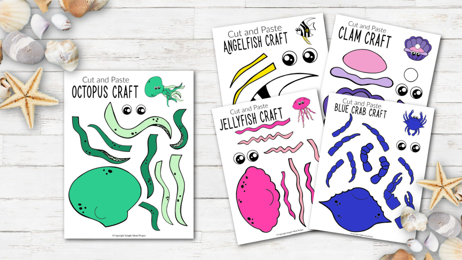 45 Ocean Animal Cut and Paste Craft Instant Printable Templates ...