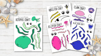 45 Ocean Animal Cut and Paste Craft Instant Printable Templates ...