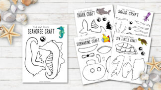 45 Ocean Animal Cut and Paste Craft Instant Printable Templates ...