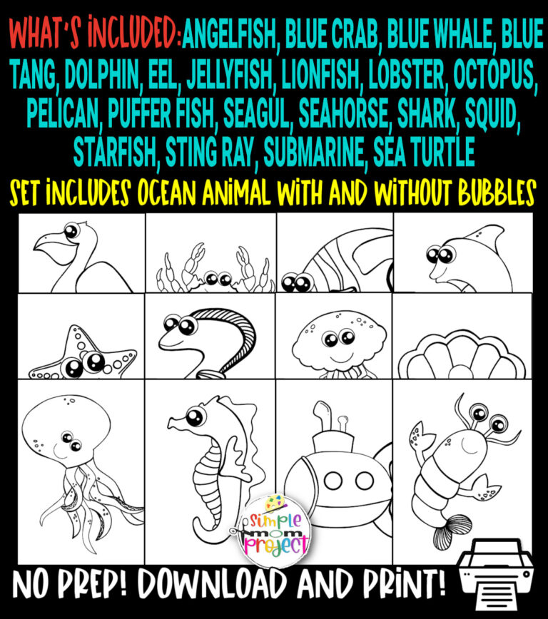 Ocean Animal Printable Templates - Simple Mom Project Store