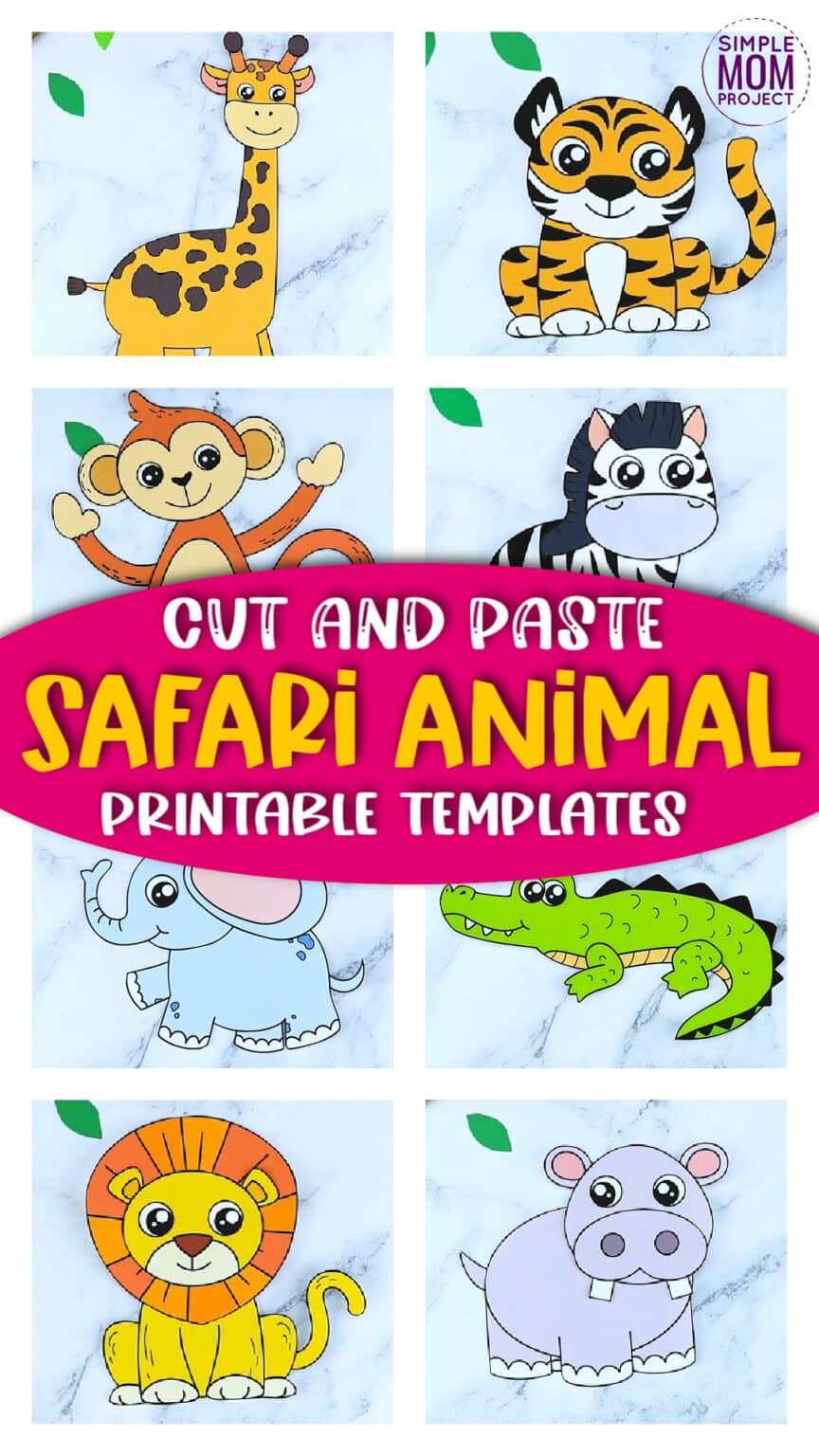 20 Safari Animal Cut and Paste Printable Craft Templates for Kids ...