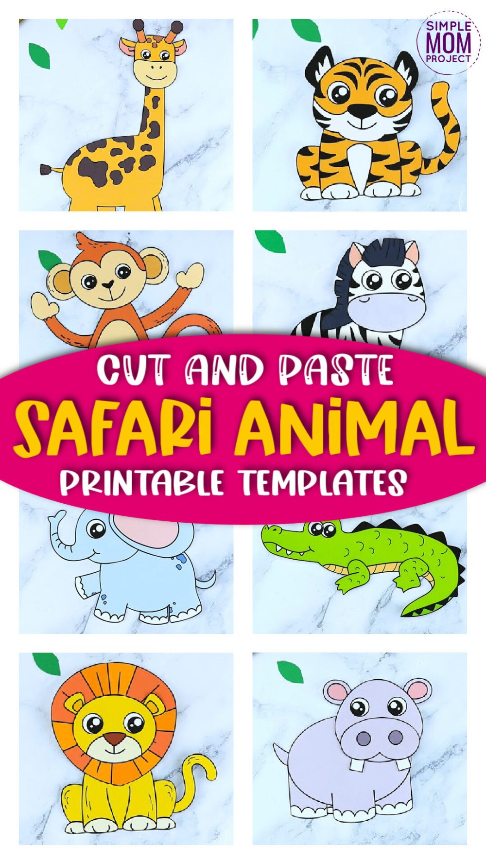 20 Safari Animal Cut and Paste Printable Craft Templates for Kids ...