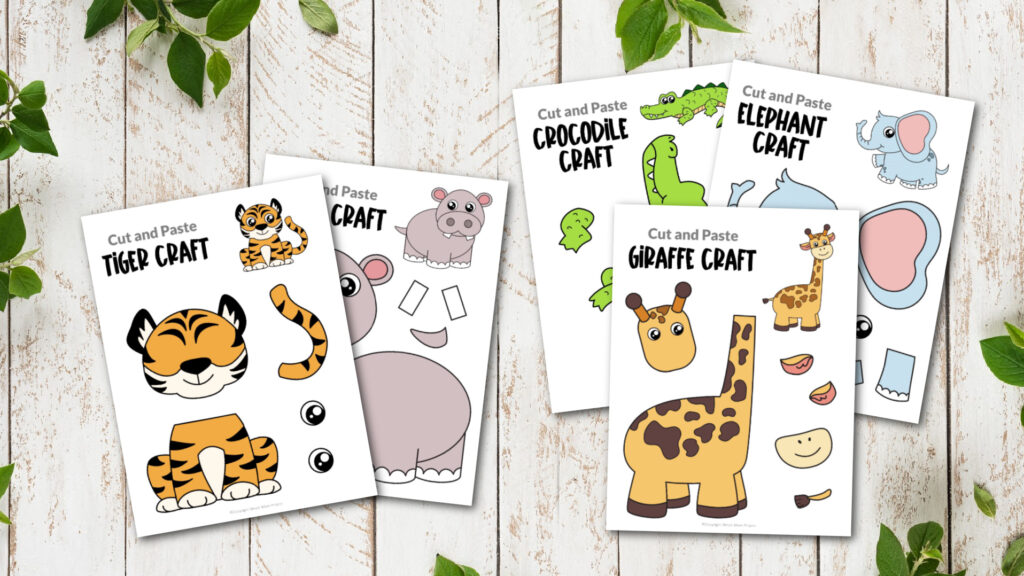 20 Safari Animal Cut and Paste Printable Craft Templates for Kids ...