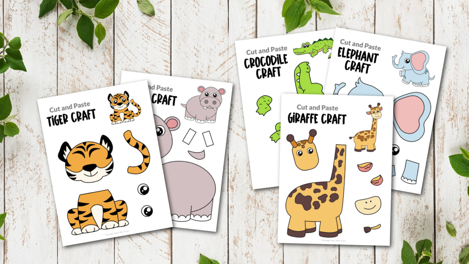 20 Safari Animal Cut and Paste Printable Craft Templates for Kids ...