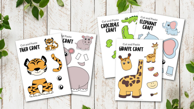 20 Safari Animal Cut and Paste Printable Craft Templates for Kids ...