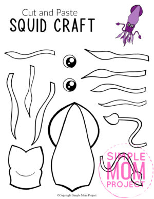Black and White Ocean Animal Cut and Paste Craft Templates – Simple Mom ...